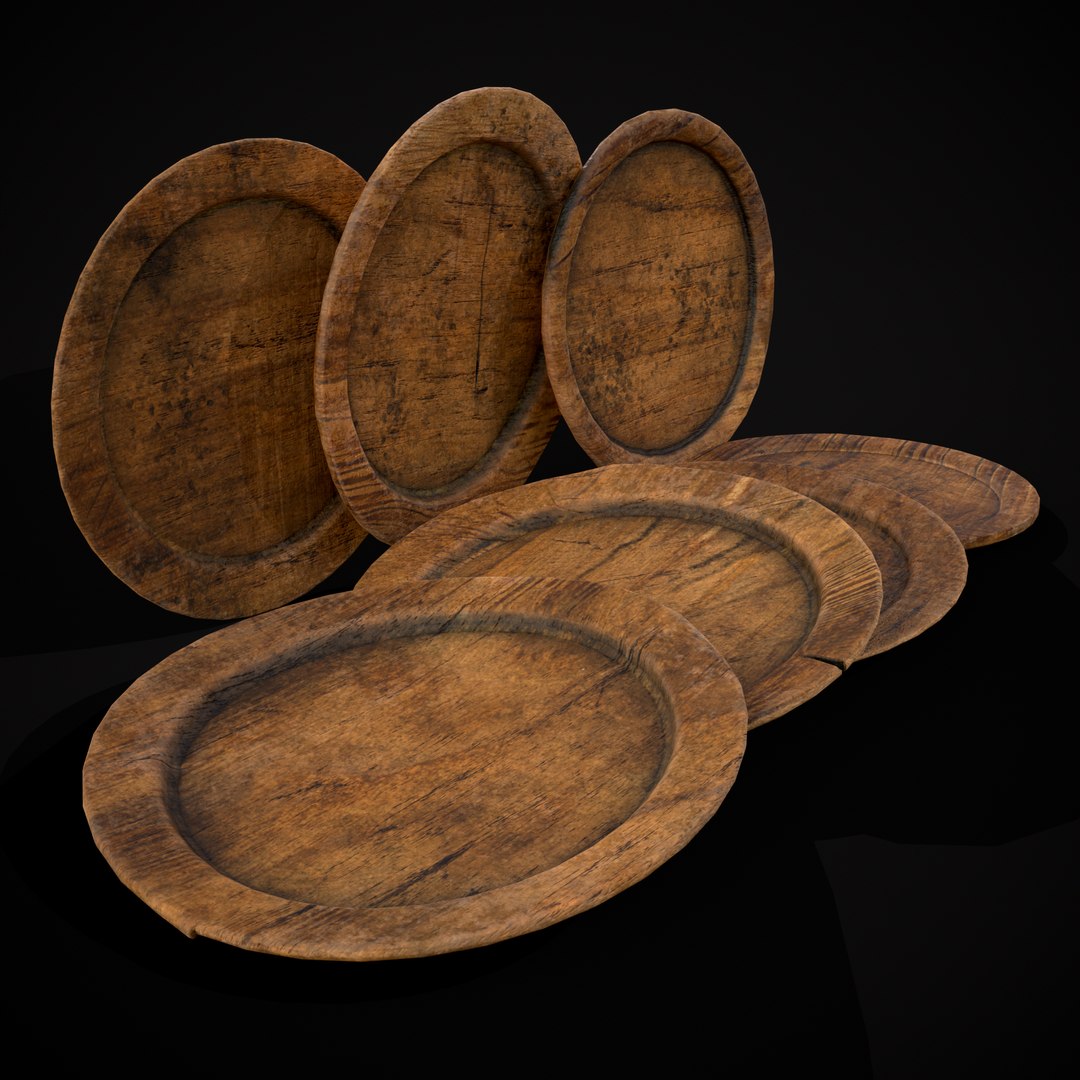 Large Rustic Wooden Plates 3D model - TurboSquid 1979792