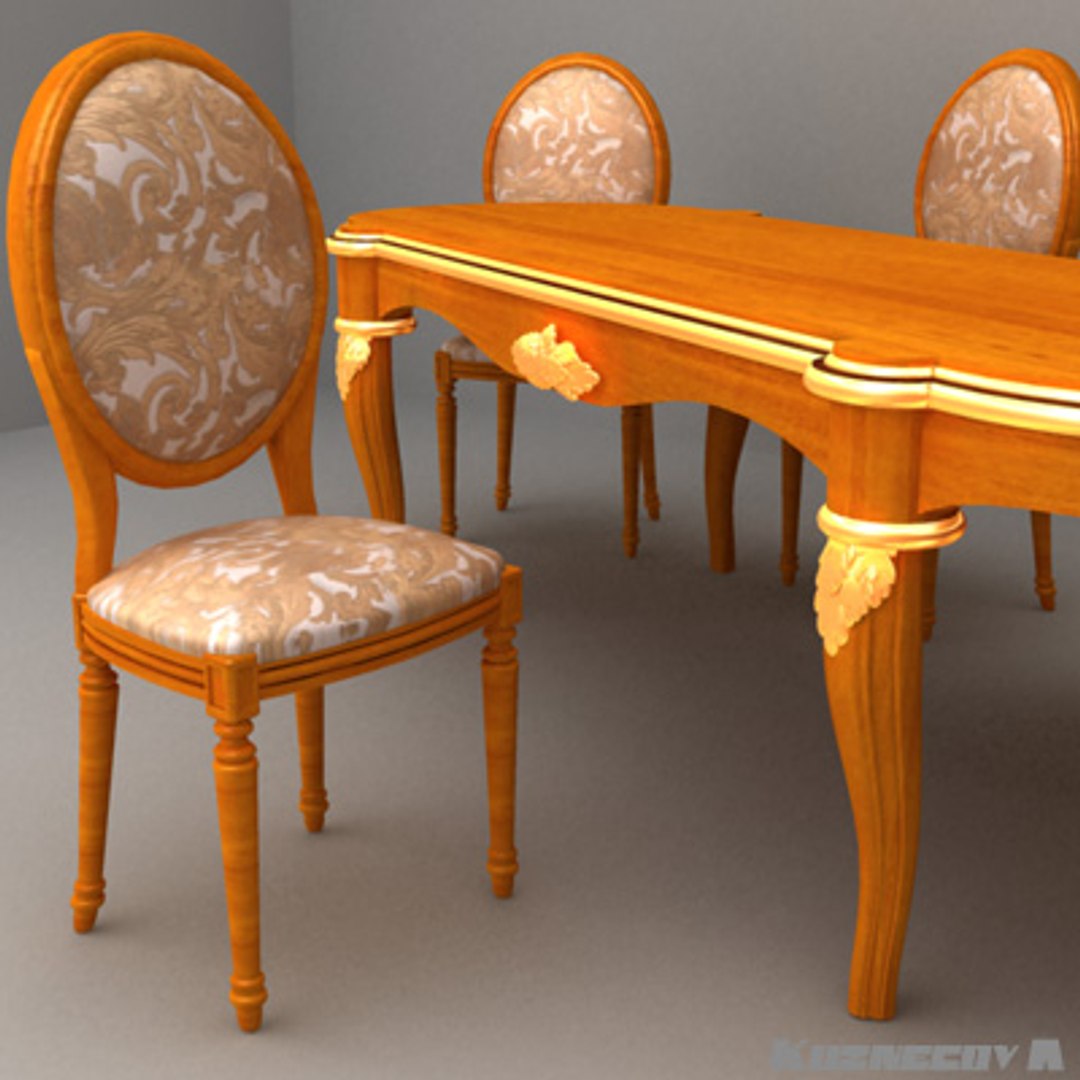 3d Model Table Chairs Classic