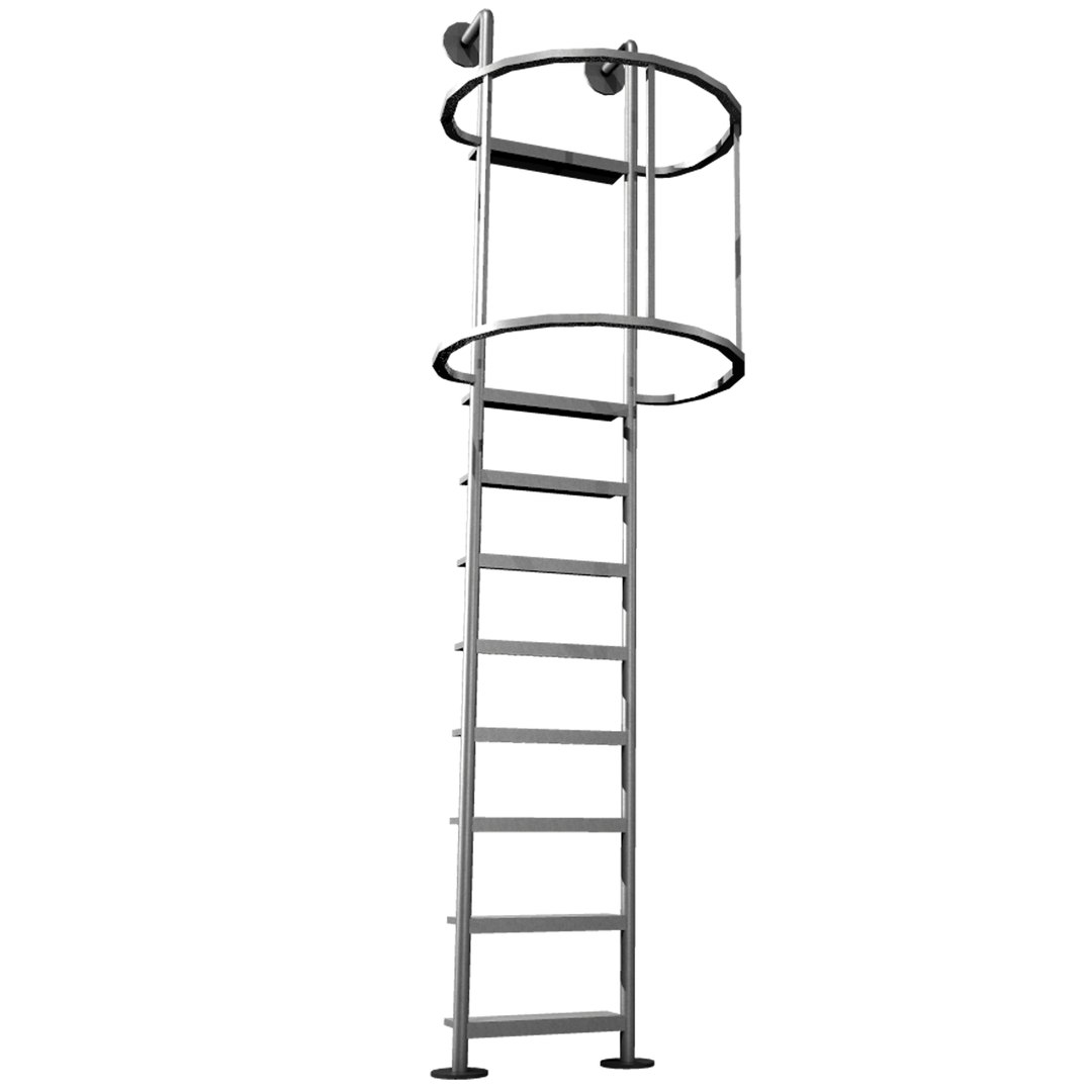 3D Safety Cage Ladder Model - TurboSquid 2134029