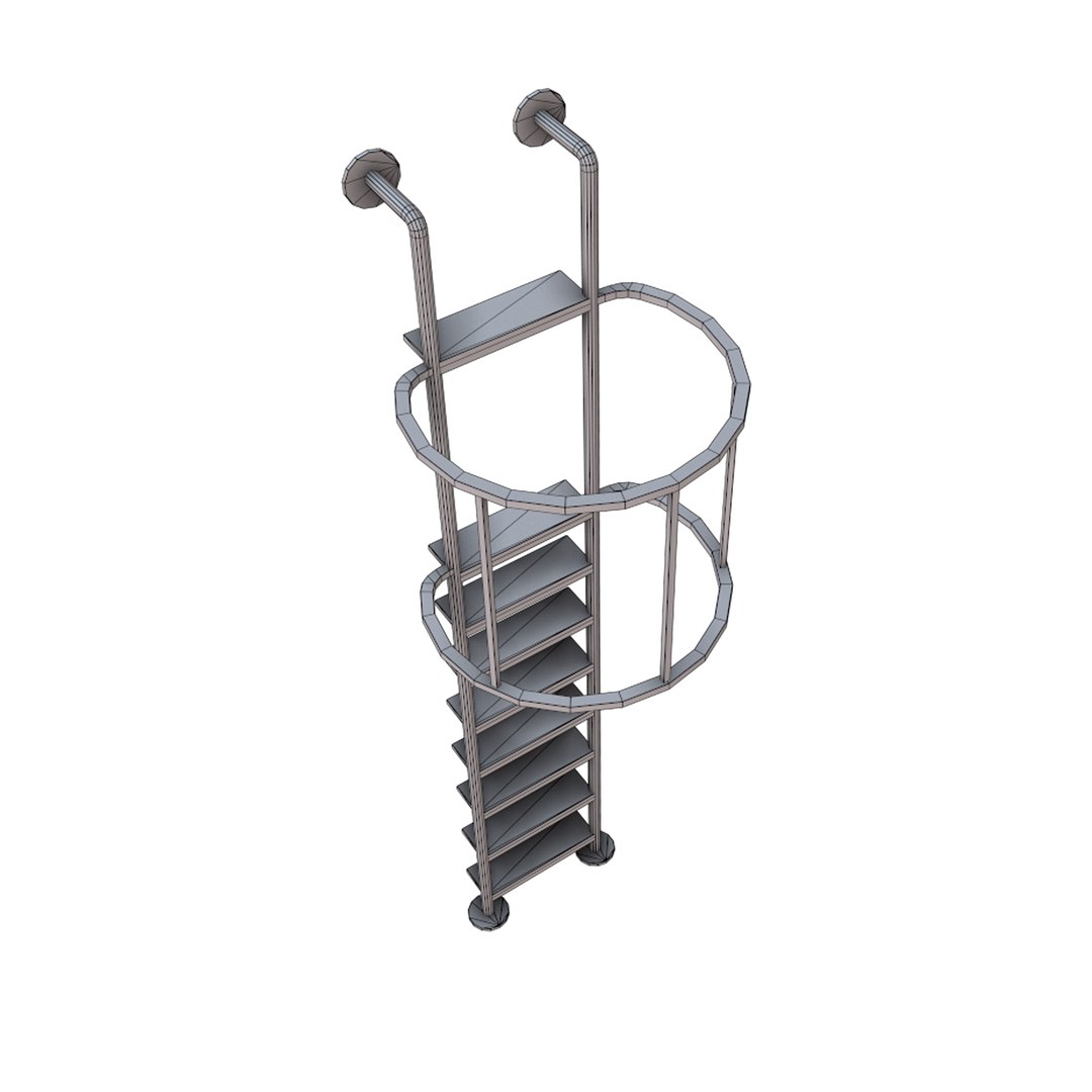3D Safety Cage Ladder Model - TurboSquid 2134029