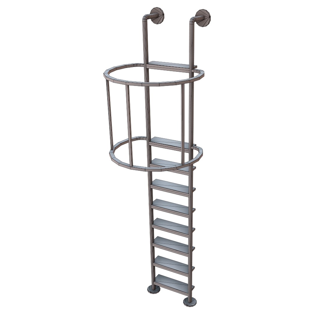 3D Safety Cage Ladder Model - TurboSquid 2134029