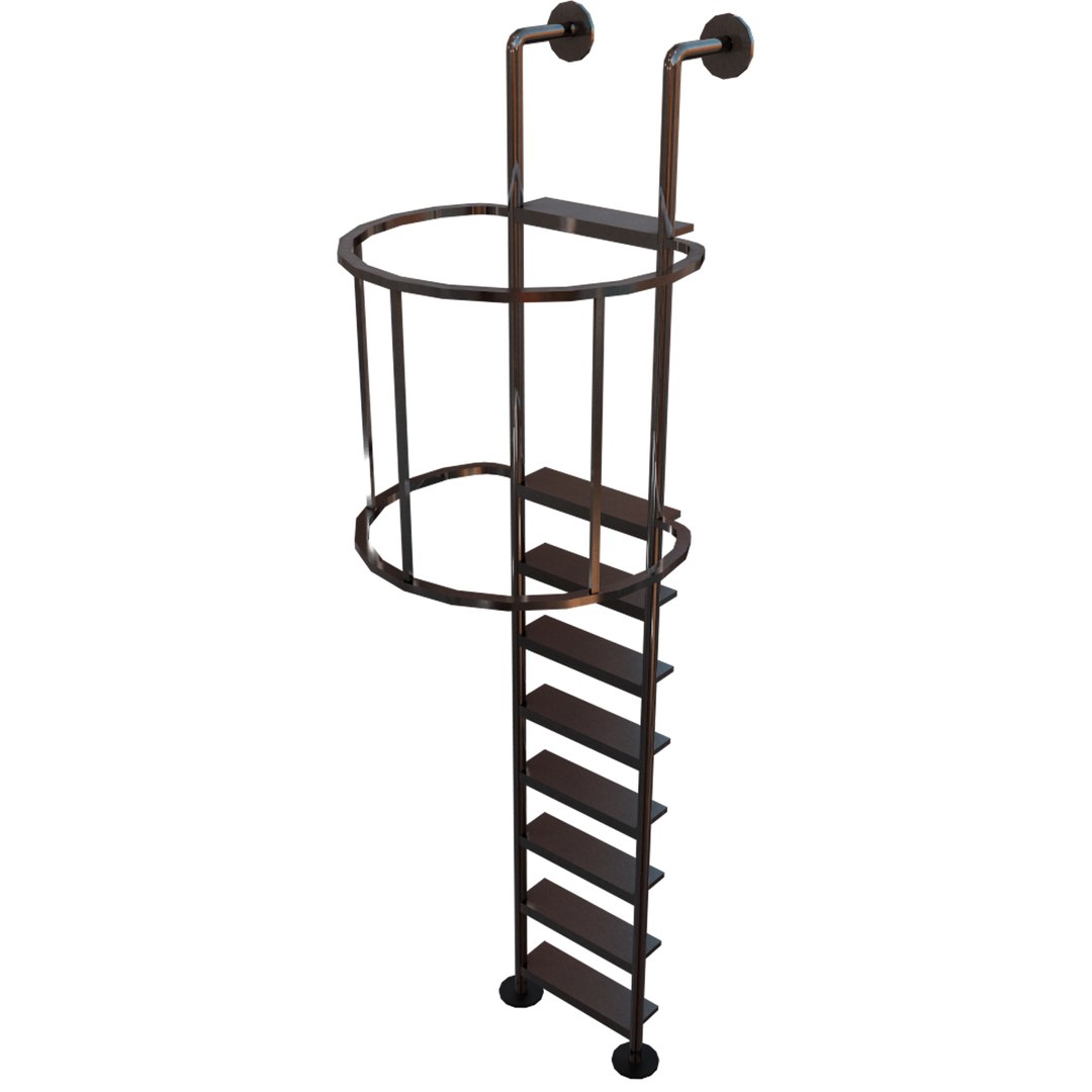 3D Safety Cage Ladder Model - TurboSquid 2134029