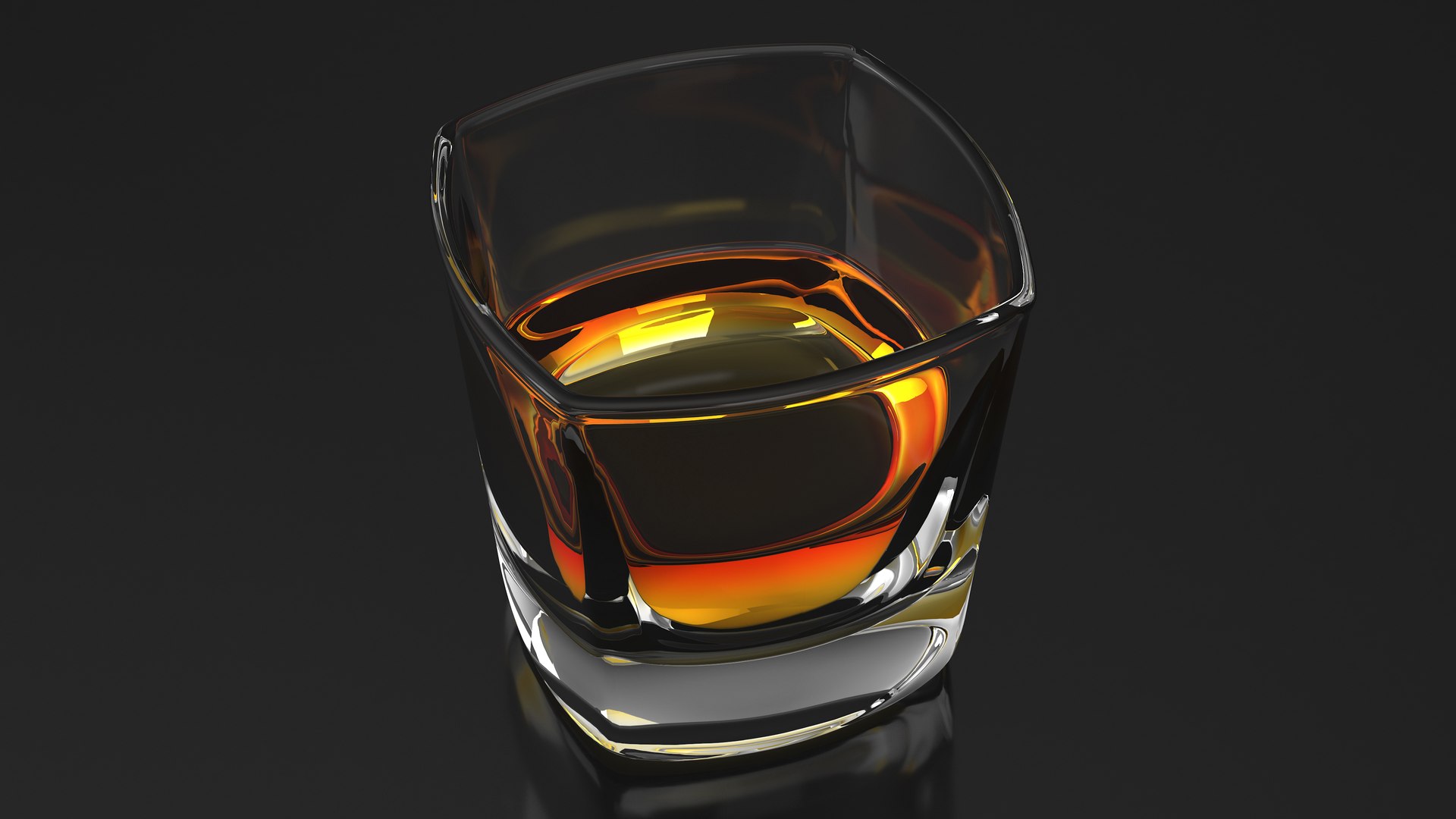 Square Base Drinking Glass Thick Bottom With Whiskey Model - TurboSquid ...