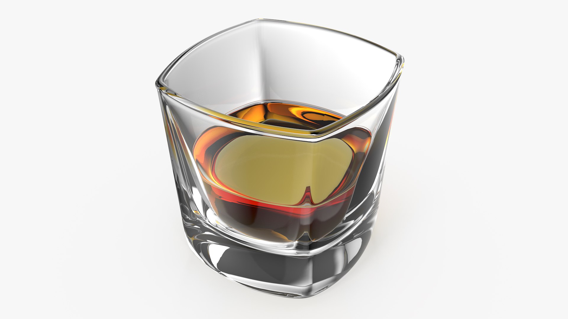 Square Base Drinking Glass Thick Bottom With Whiskey model - TurboSquid ...