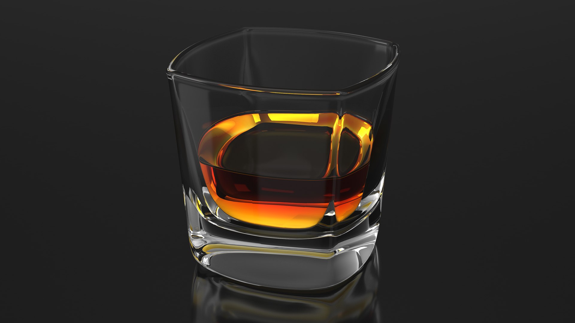 Square Base Drinking Glass Thick Bottom With Whiskey Model - TurboSquid ...