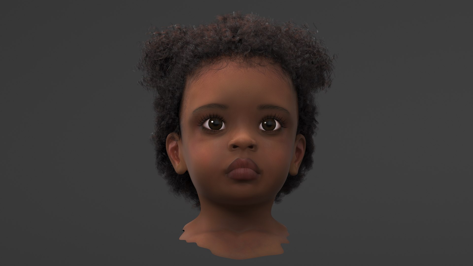African Baby Girl Light Skin Head Fur 3D Model - TurboSquid 2342514