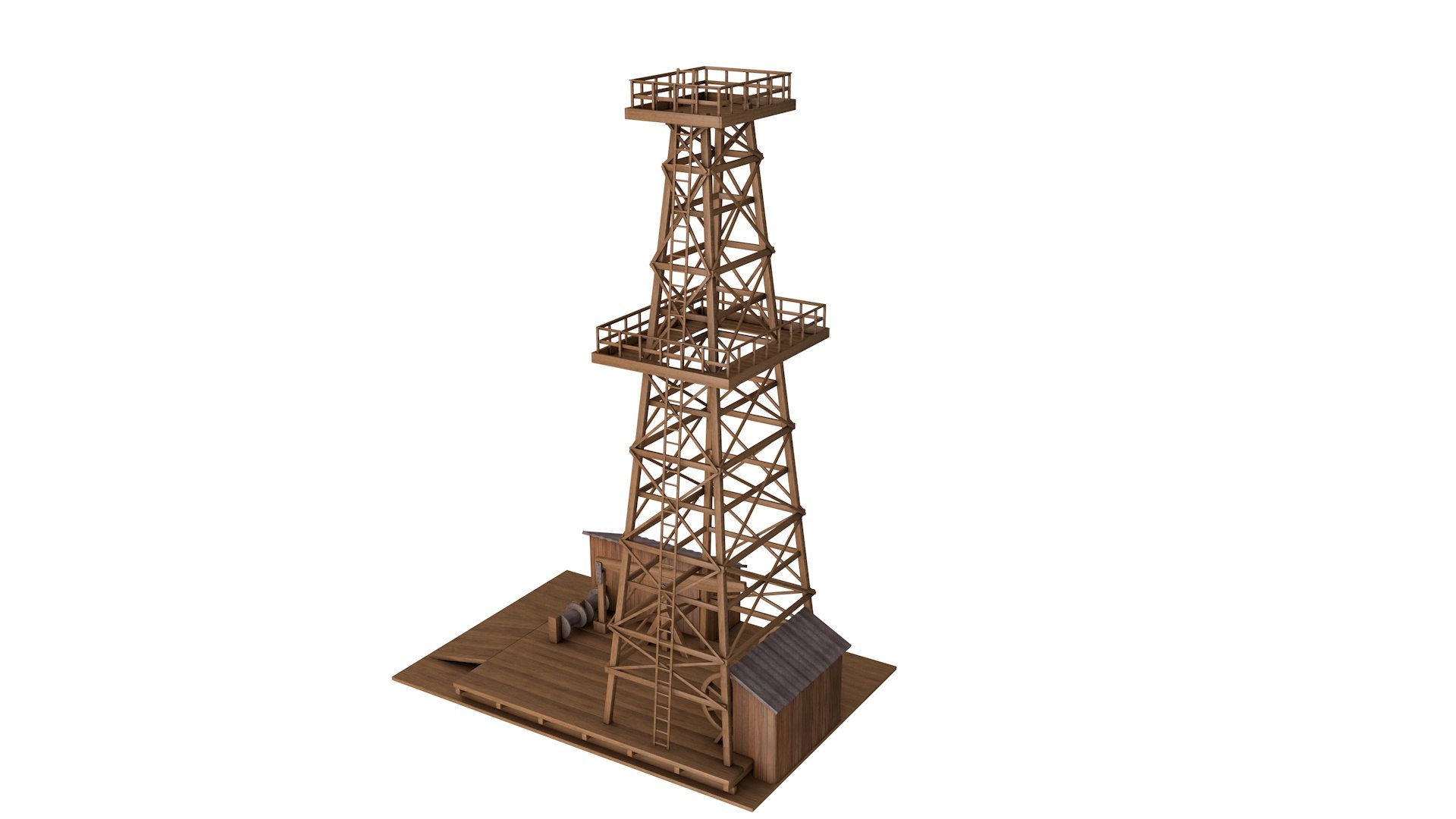 Old Wooden Oil Derrick model - TurboSquid 2118759