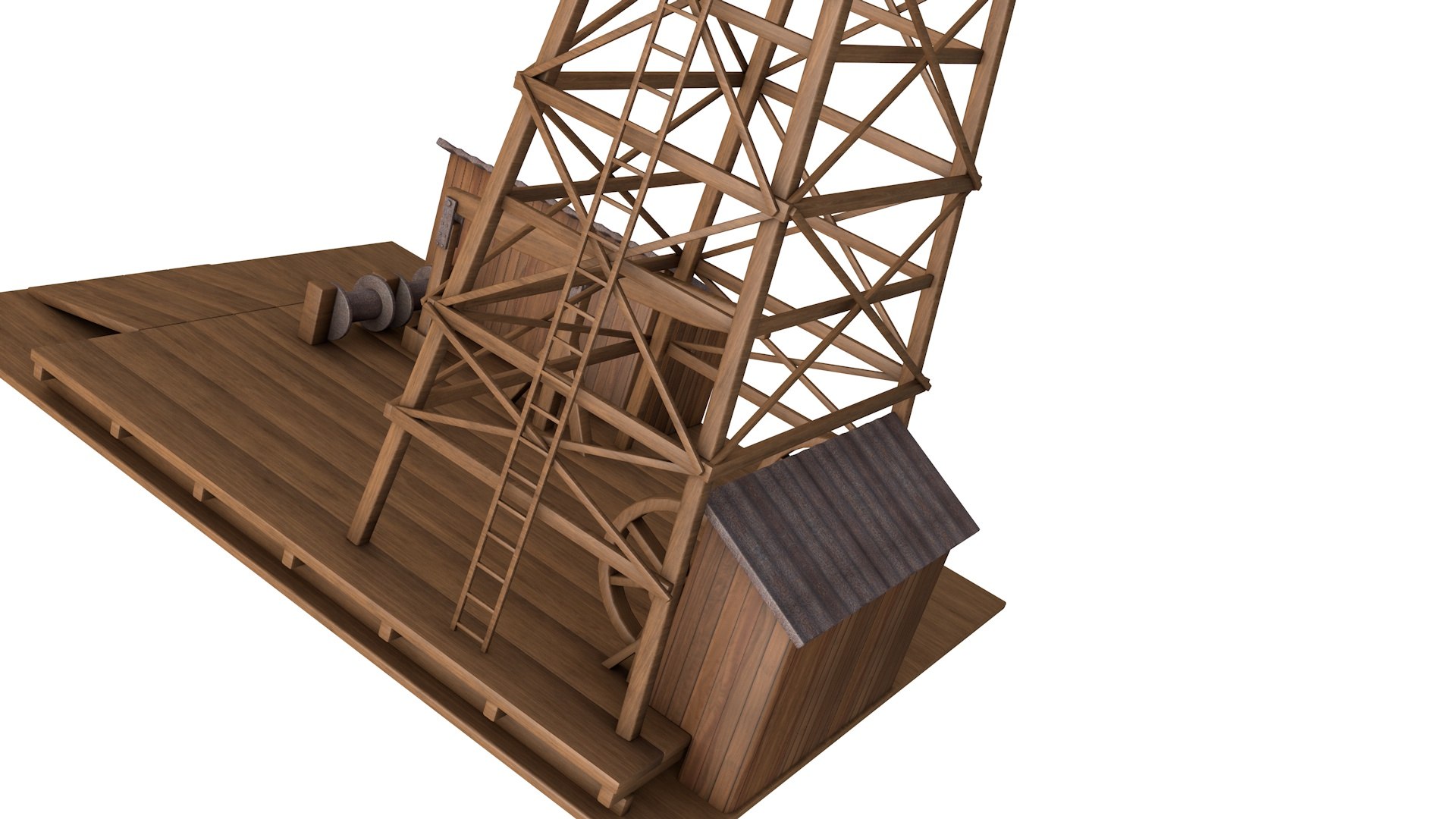 Old Wooden Oil Derrick model - TurboSquid 2118759