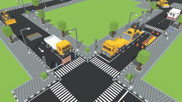 3D модель Набор участков и знаков Voxel Road - TurboSquid 1507834