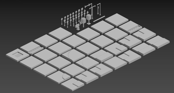3D модель Набор участков и знаков Voxel Road - TurboSquid 1507834