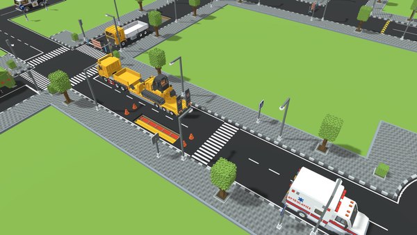 3D модель Набор участков и знаков Voxel Road - TurboSquid 1507834