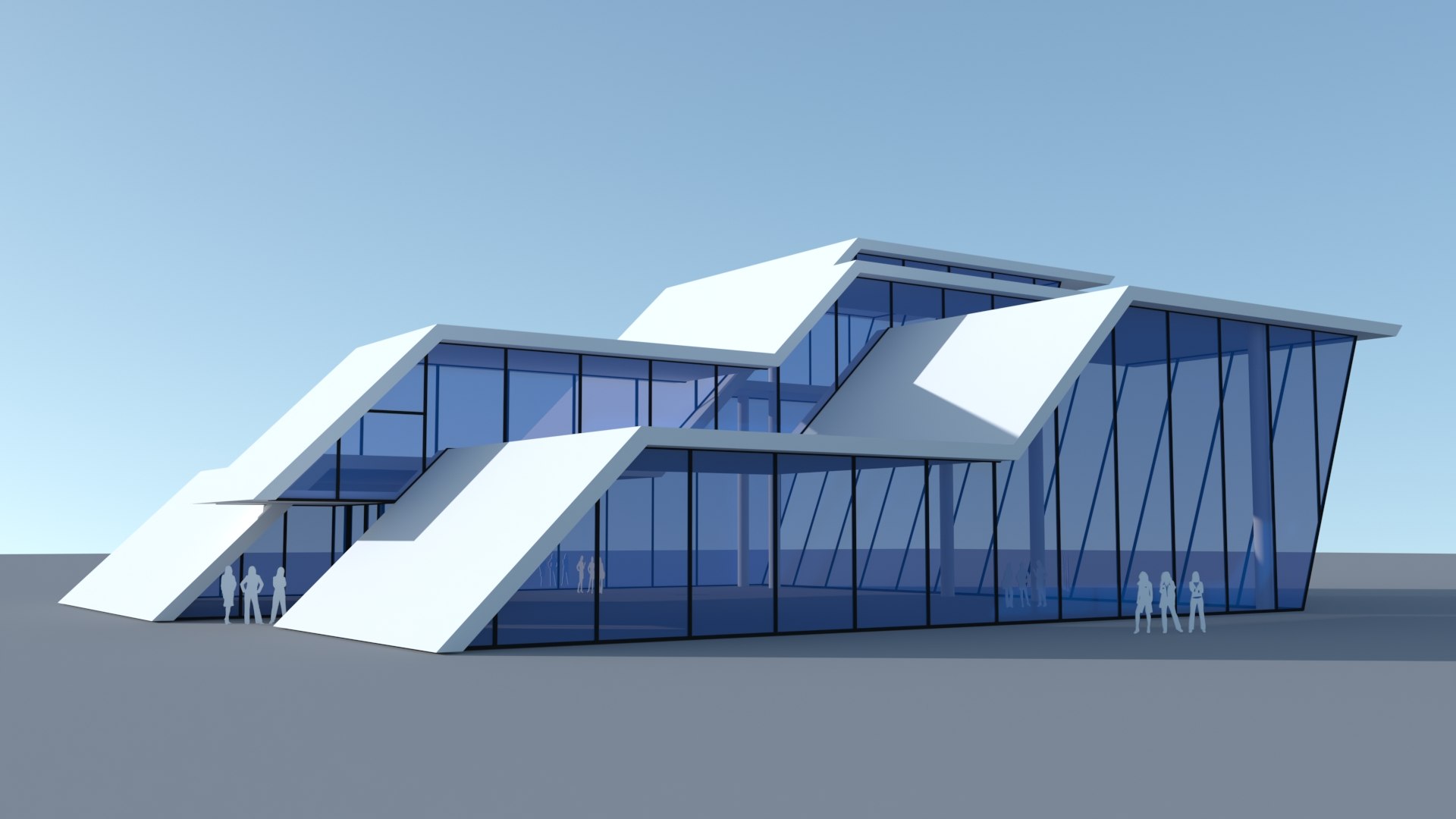 Showroom de automóveis - Exposição interior e exterior Modelo 3D ...