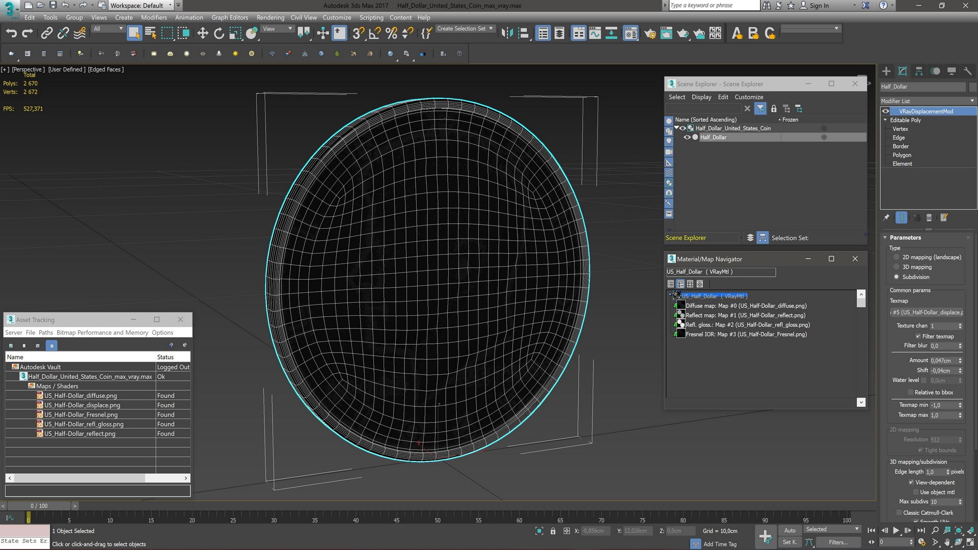 3D Half Dollar United States Coin - TurboSquid 2178317