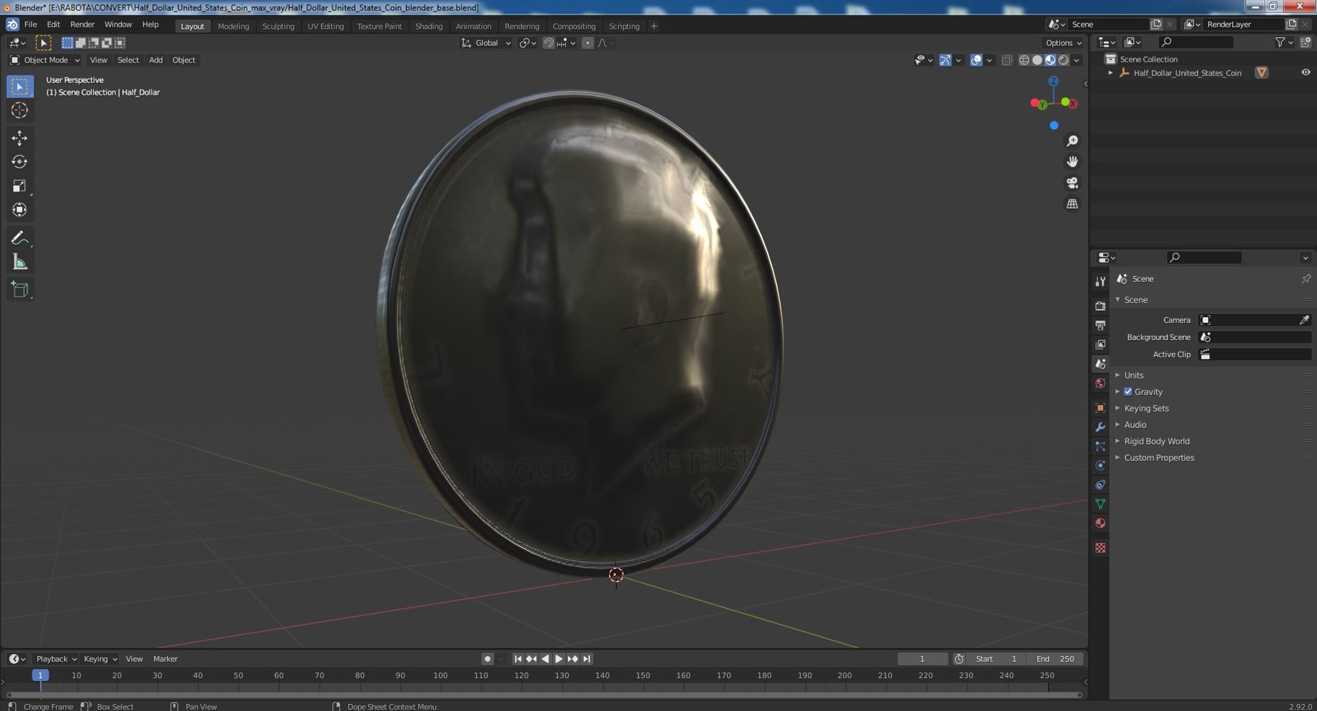 3D Half Dollar United States Coin - TurboSquid 2178317