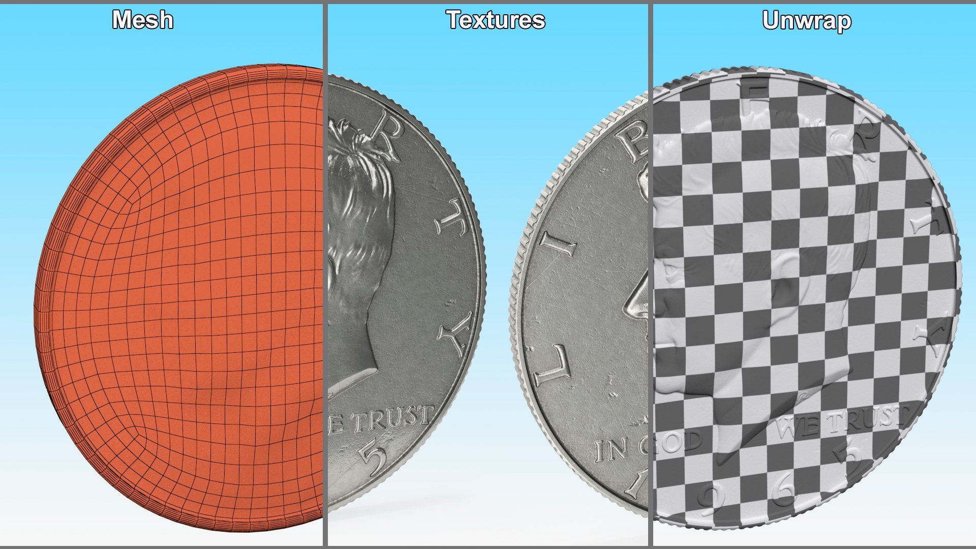 3D Half Dollar United States Coin - TurboSquid 2178317