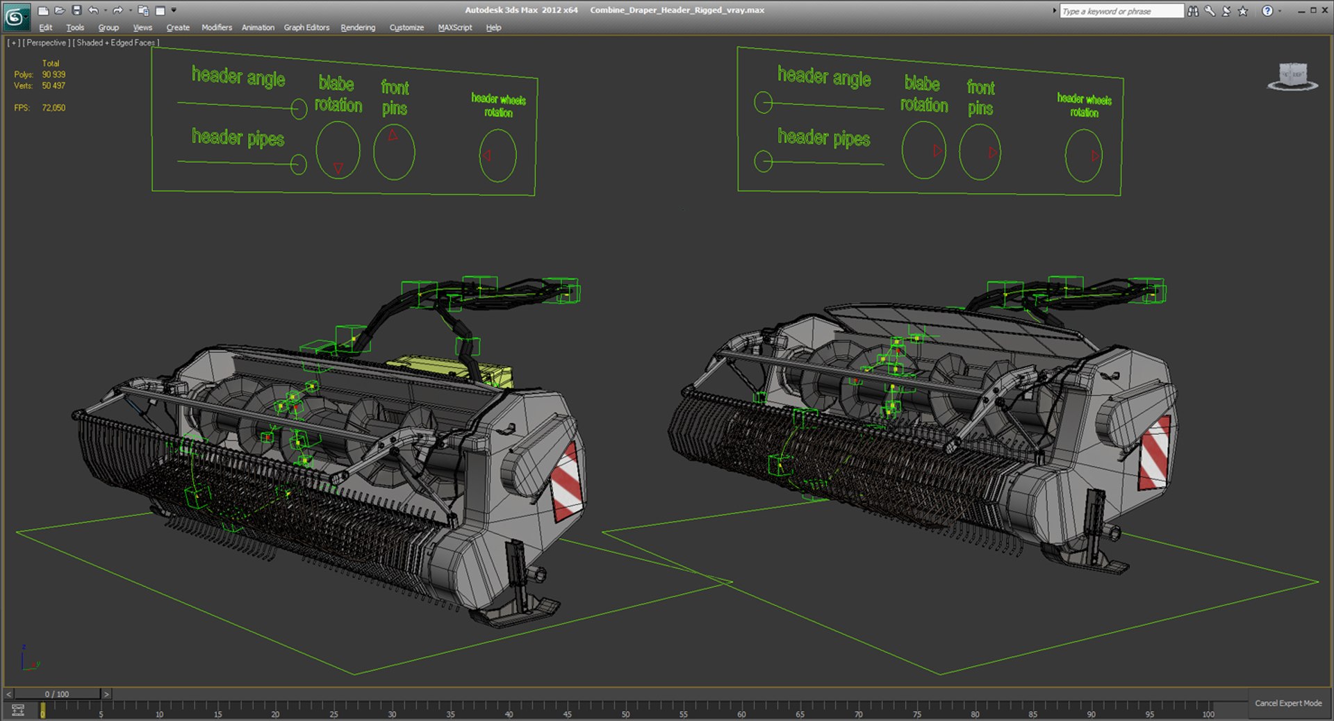 Combine Draper Header Rigged 3D Model - TurboSquid 1330732
