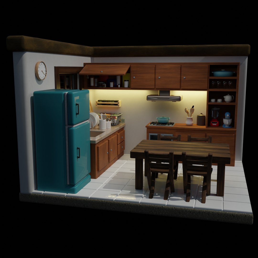 3D Isometric Kitchen Low Poly - TurboSquid 2156097