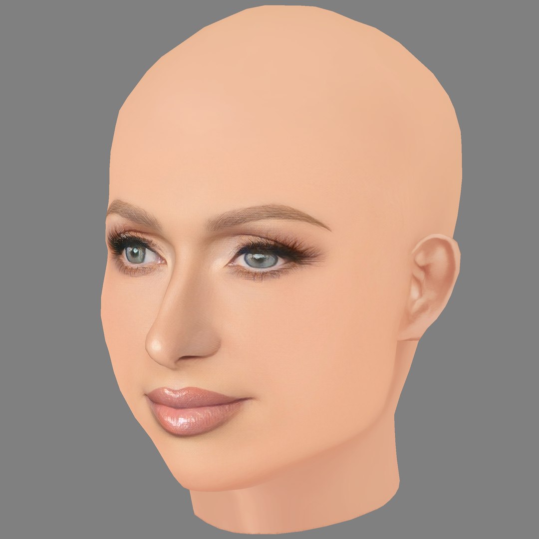 3D Paris Hilton Head - No Hair - Low Poly Head For Game Model ...