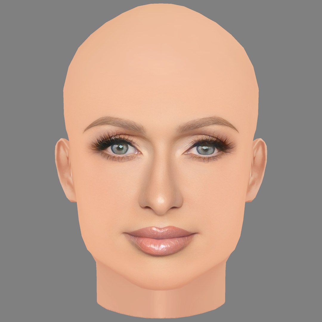 3D Paris Hilton Head - No Hair - Low Poly Head For Game Model ...