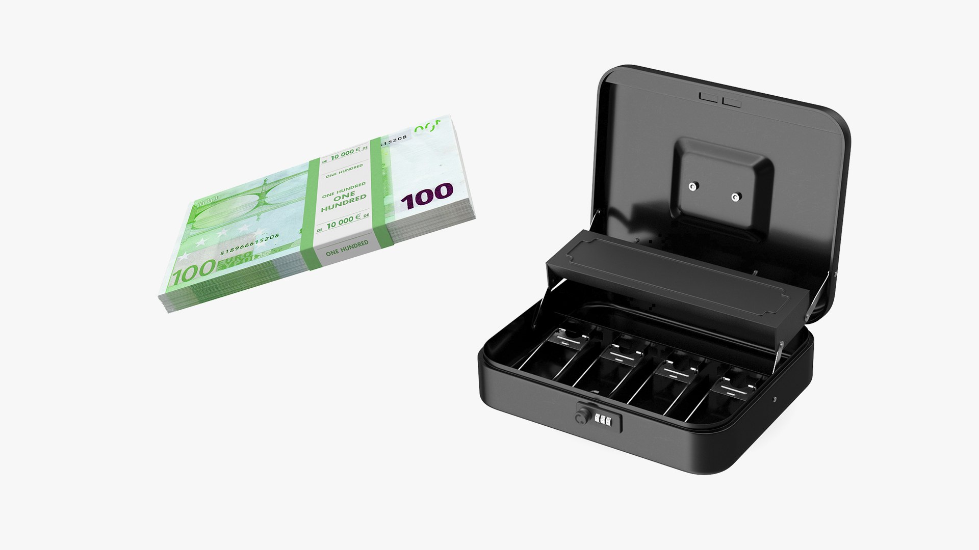 Rigged Cash Box with Euro Banknotes Collection model - TurboSquid 1887163