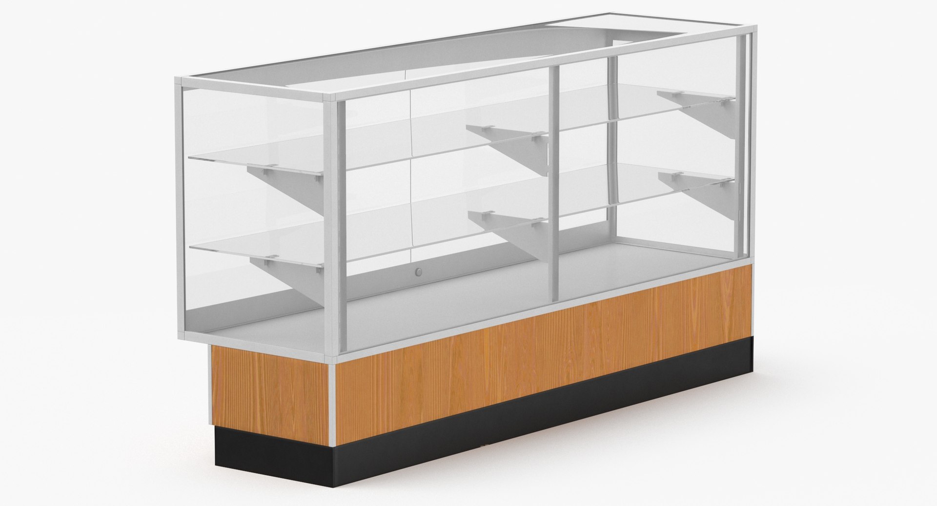 3D Glass front lock display with shelves 70 Light Wood White Beige Gray ...