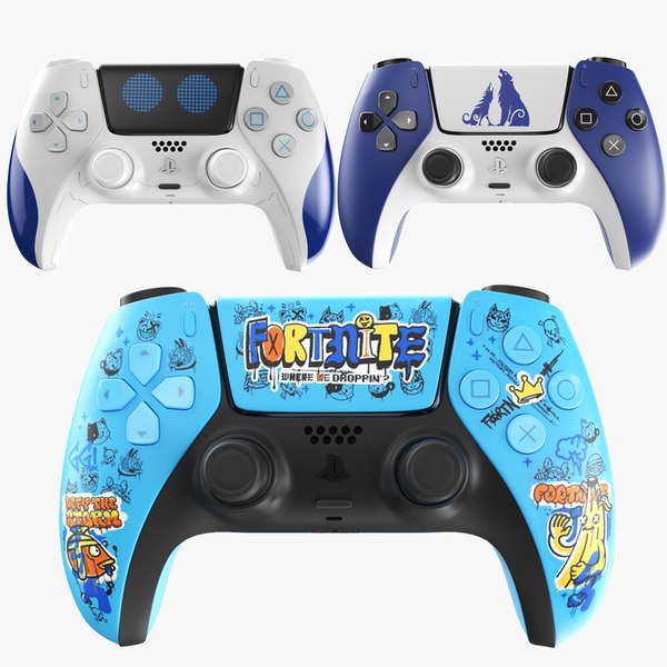 modelo 3d Tres controladores Dualsense detallados - TurboSquid 2327256