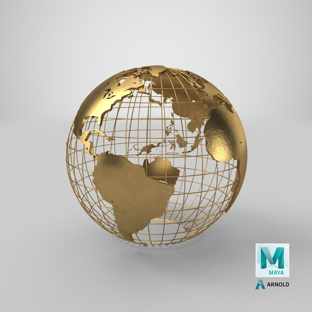 Golden earth globe 3D model - TurboSquid 1585403