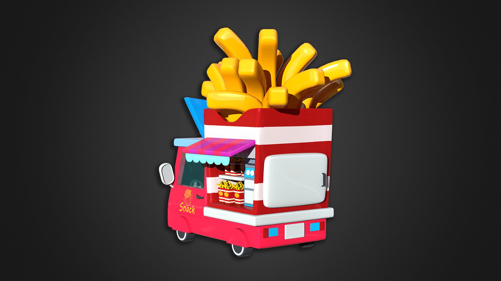 Asset - Cartoons - Food Car - Potato Snacks Car 3D - TurboSquid 2159011
