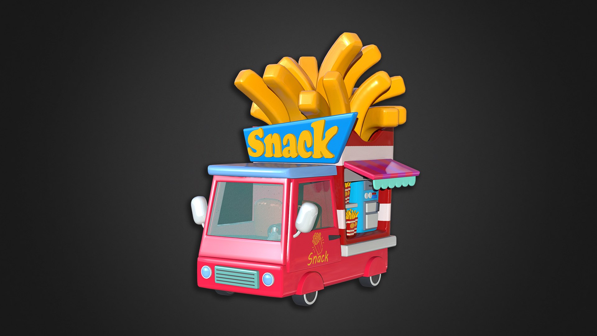 Asset - Cartoons - Food Car - Potato Snacks Car 3D - TurboSquid 2159011