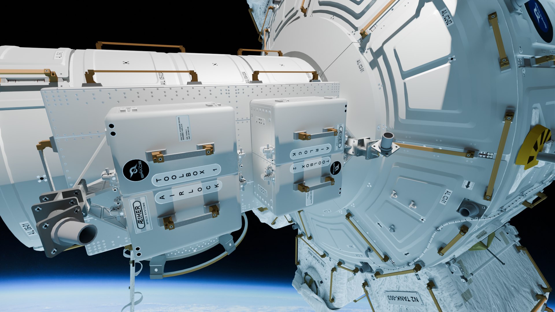 3D ISS Quest Joint Airlock Exterior Interior Low Poly - TurboSquid 2224396