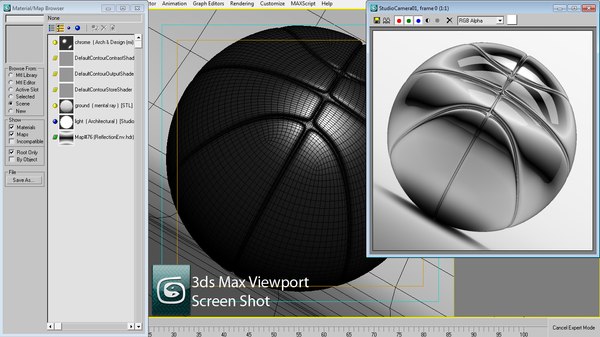 chrome basket ball 3d model