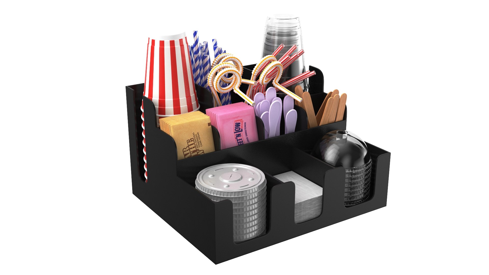 Condiments With Cup And Straws Organizer 3D model - TurboSquid 1986369