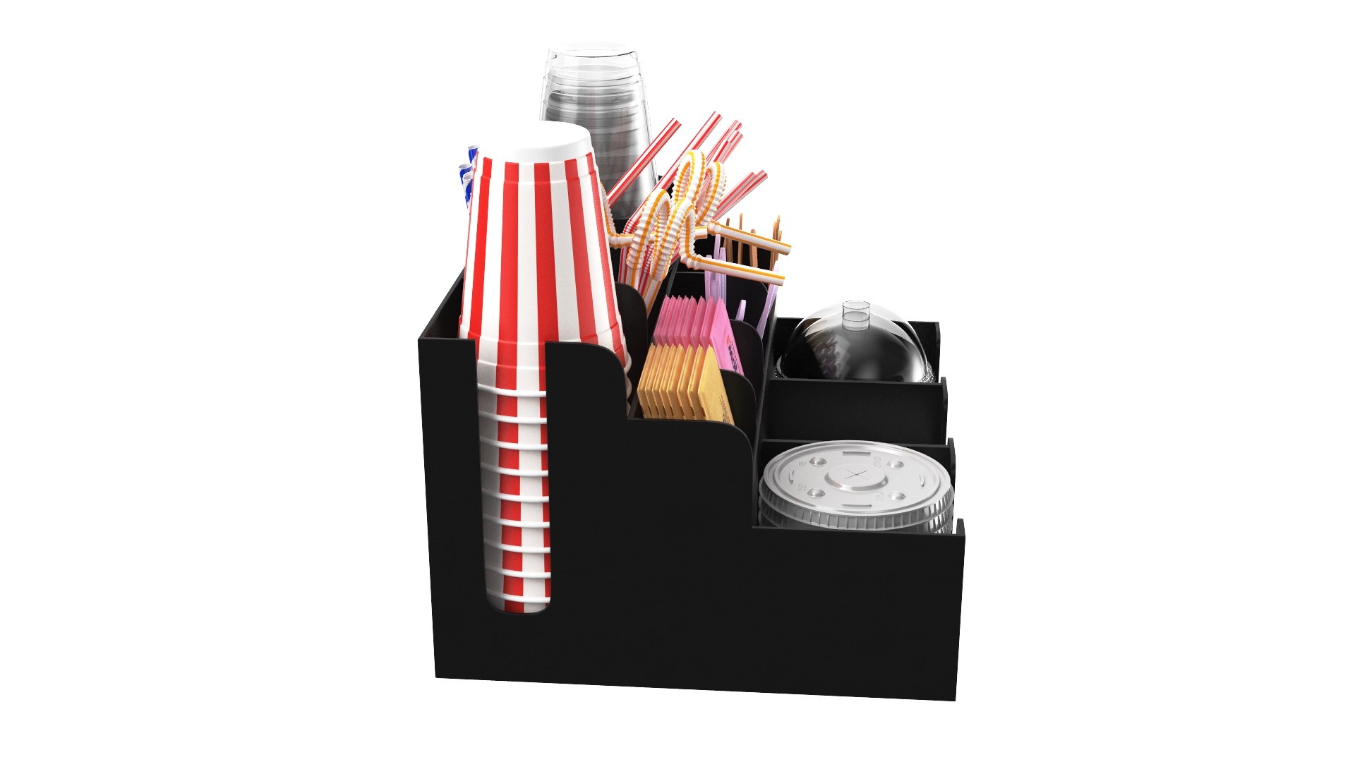 Condiments With Cup And Straws Organizer 3D model - TurboSquid 1986369