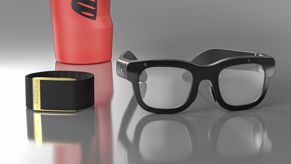 modelo 3d Gafas inteligentes con banda Whoop y botella - TurboSquid 2369023