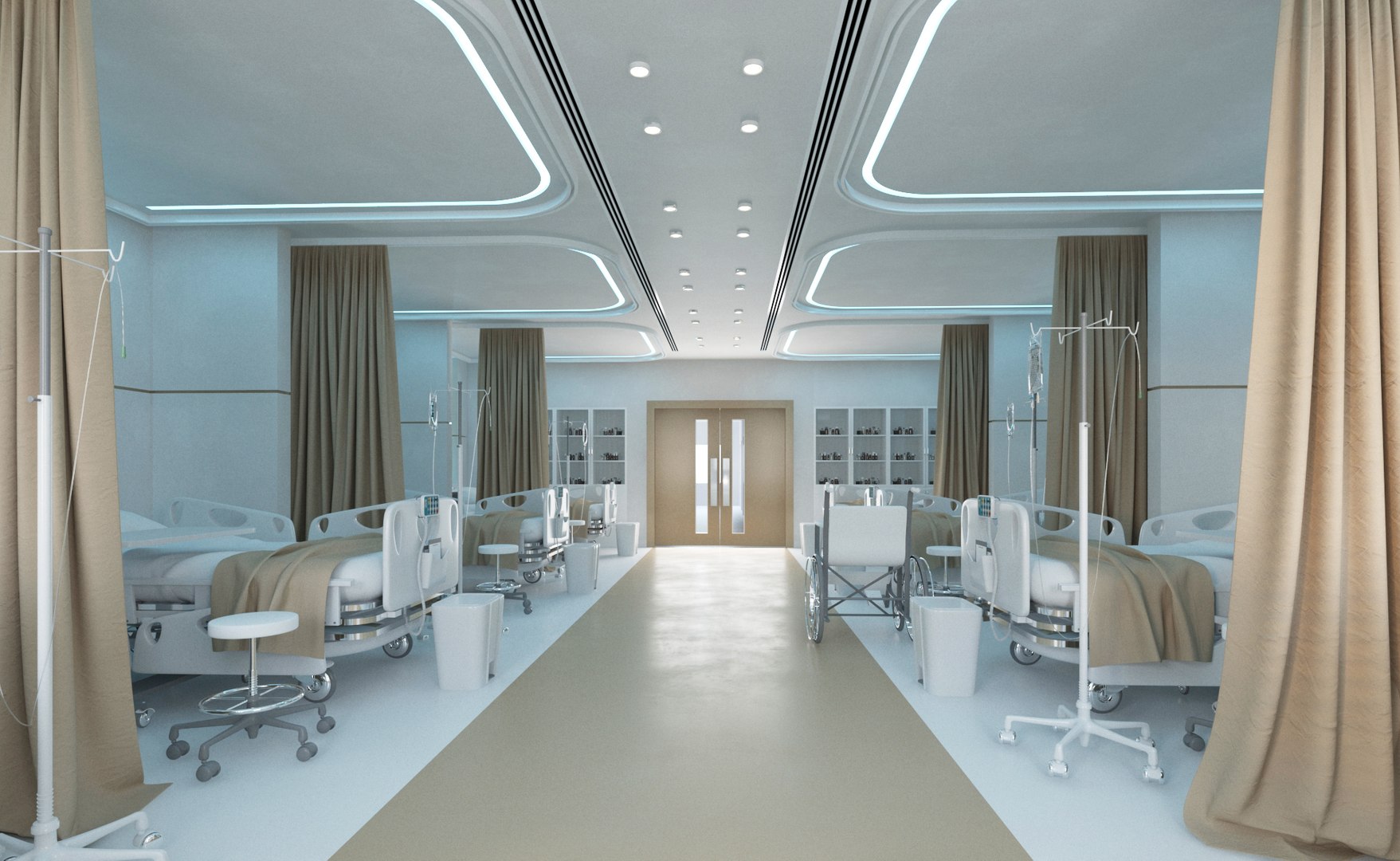Modern Hospital Ward Interior Bundle 3D Model - TurboSquid 2427522