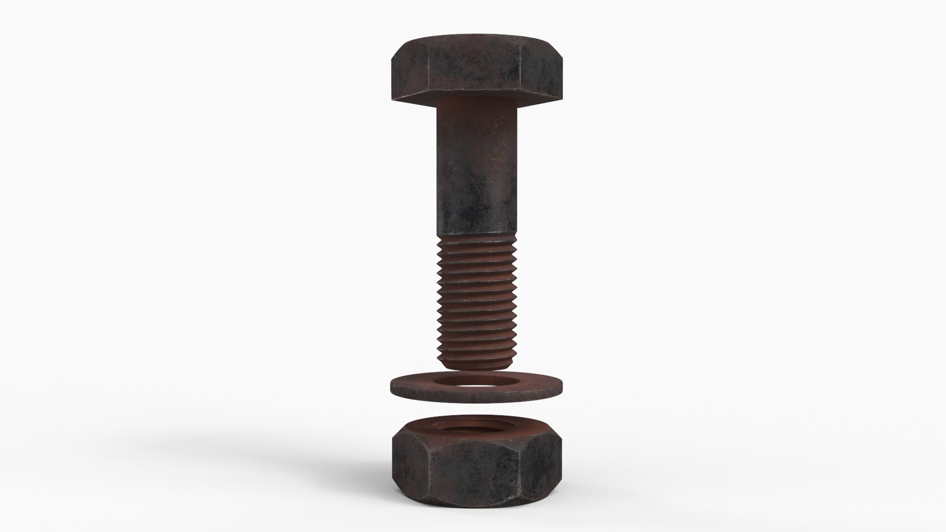 Old Rusty Iron Hex Bolt Set 3D model - TurboSquid 2116315