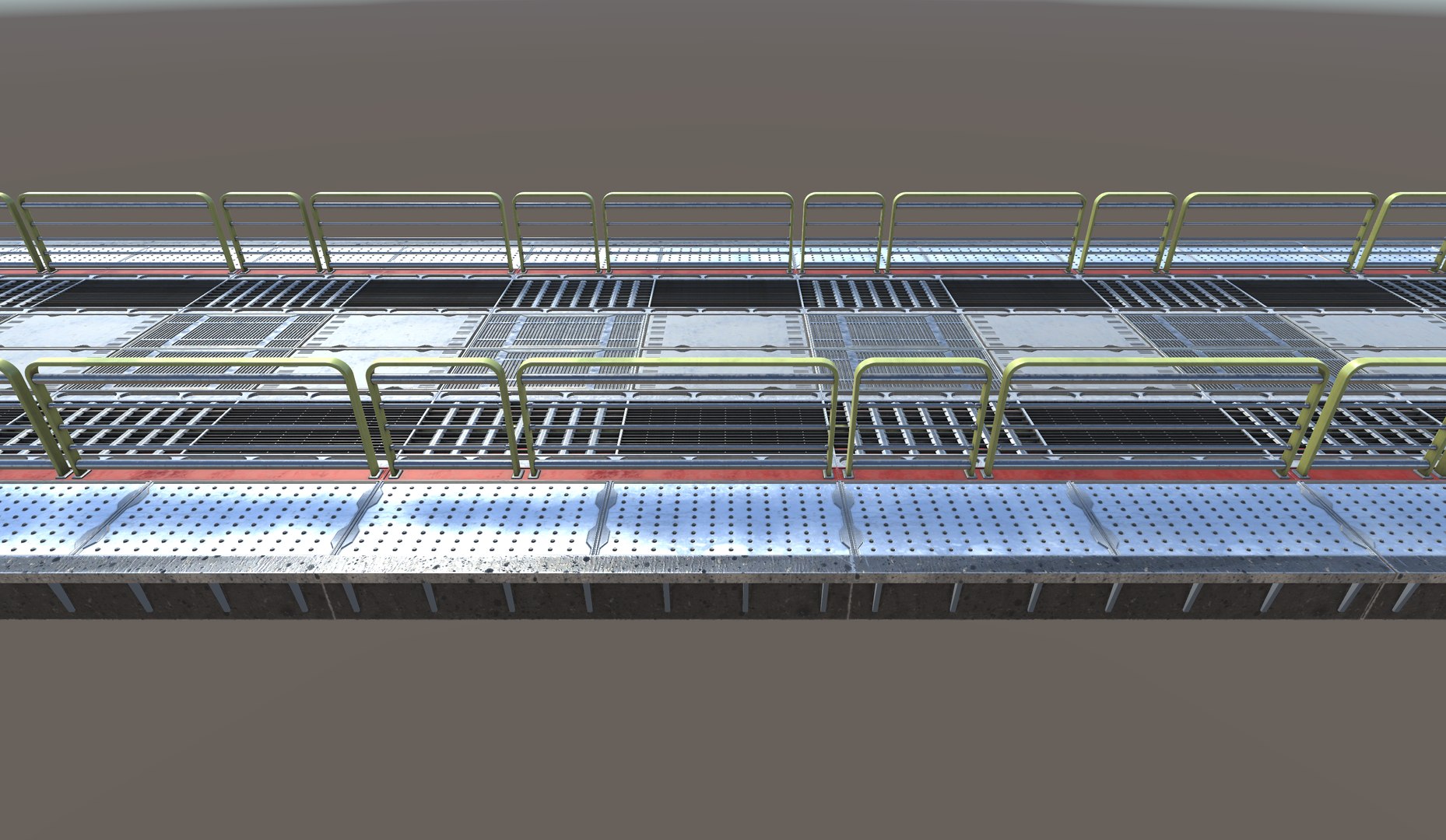 3D Modular Sci-Fi Floor Bridge Corridor Blocks 4K PBR Material Lowpoly ...