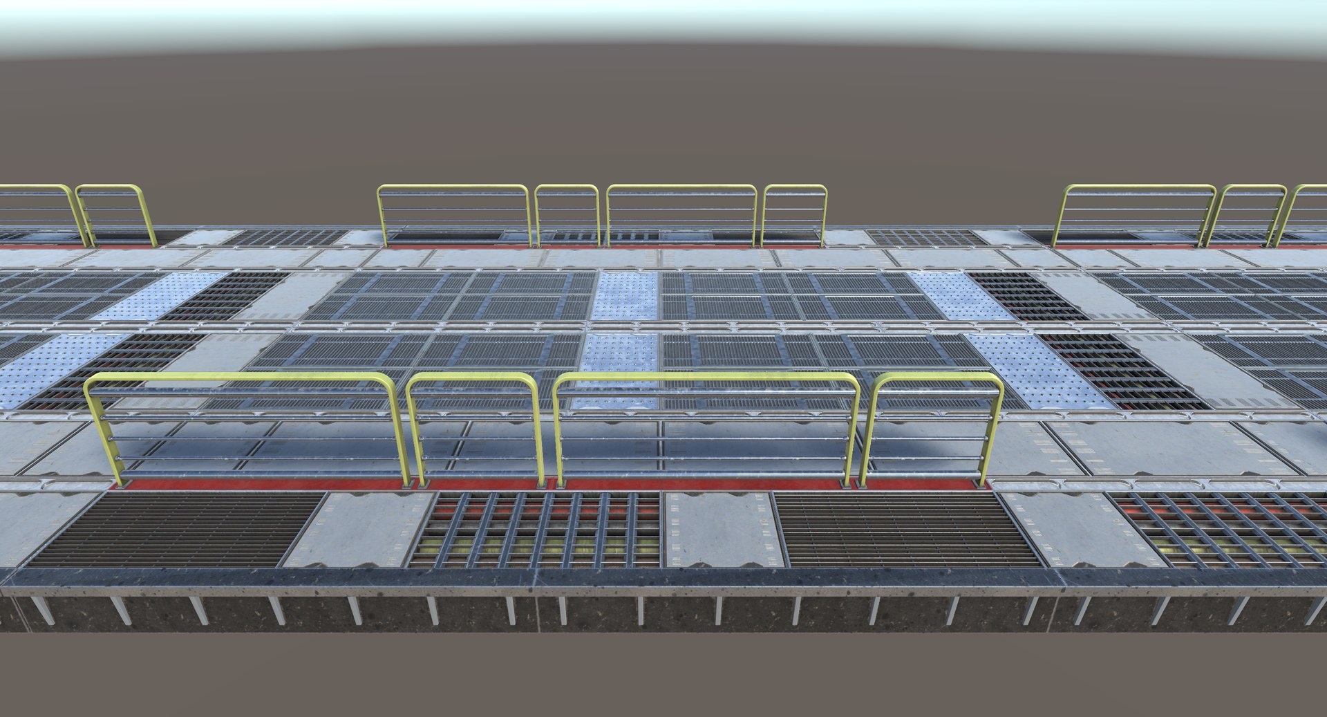 3D Modular Sci-Fi Floor Bridge Corridor Blocks 4K PBR Material Lowpoly ...