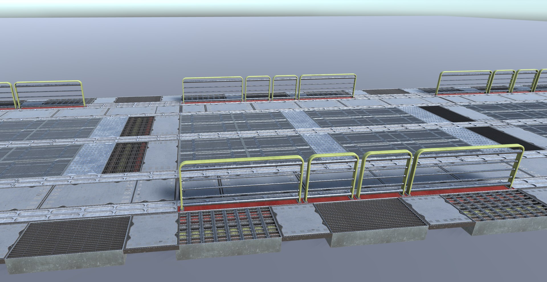 3D Modular Sci-Fi Floor Bridge Corridor Blocks 4K PBR Material Lowpoly ...