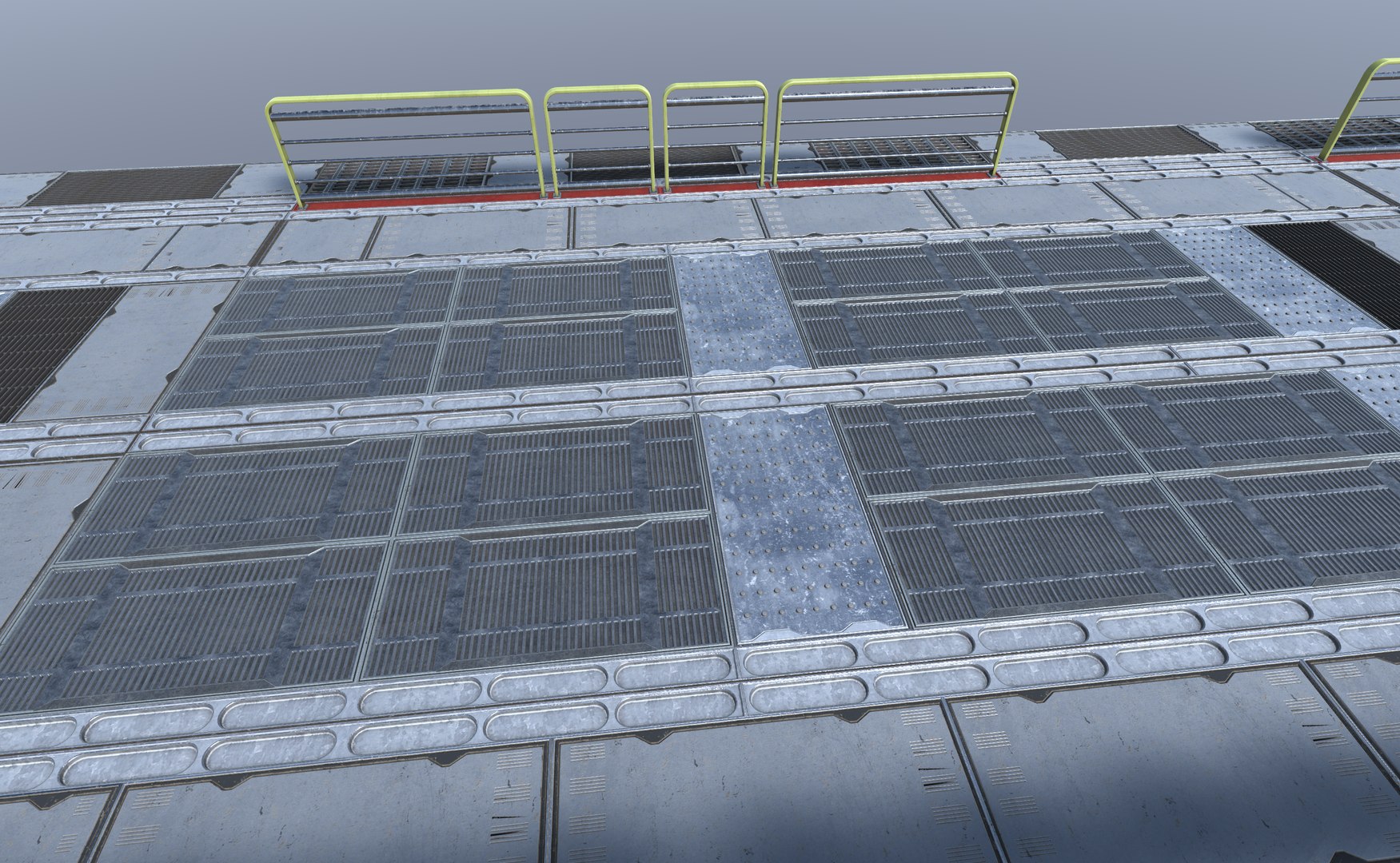 3D Modular Sci-Fi Floor Bridge Corridor Blocks 4K PBR Material Lowpoly ...