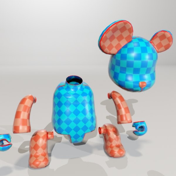 3d bear vinyl toy paintable model