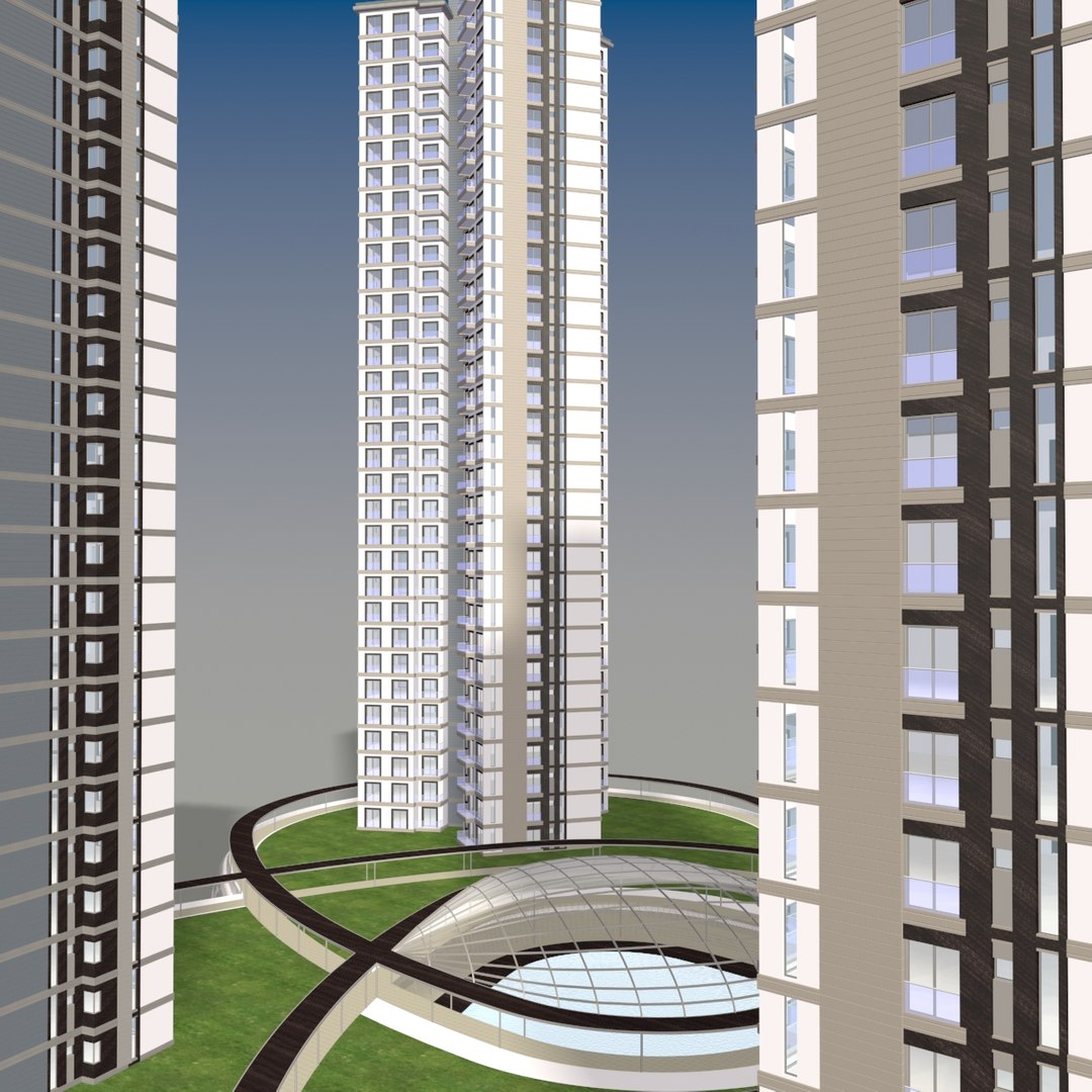 3d Model Of Skyscraper Building Twin Star