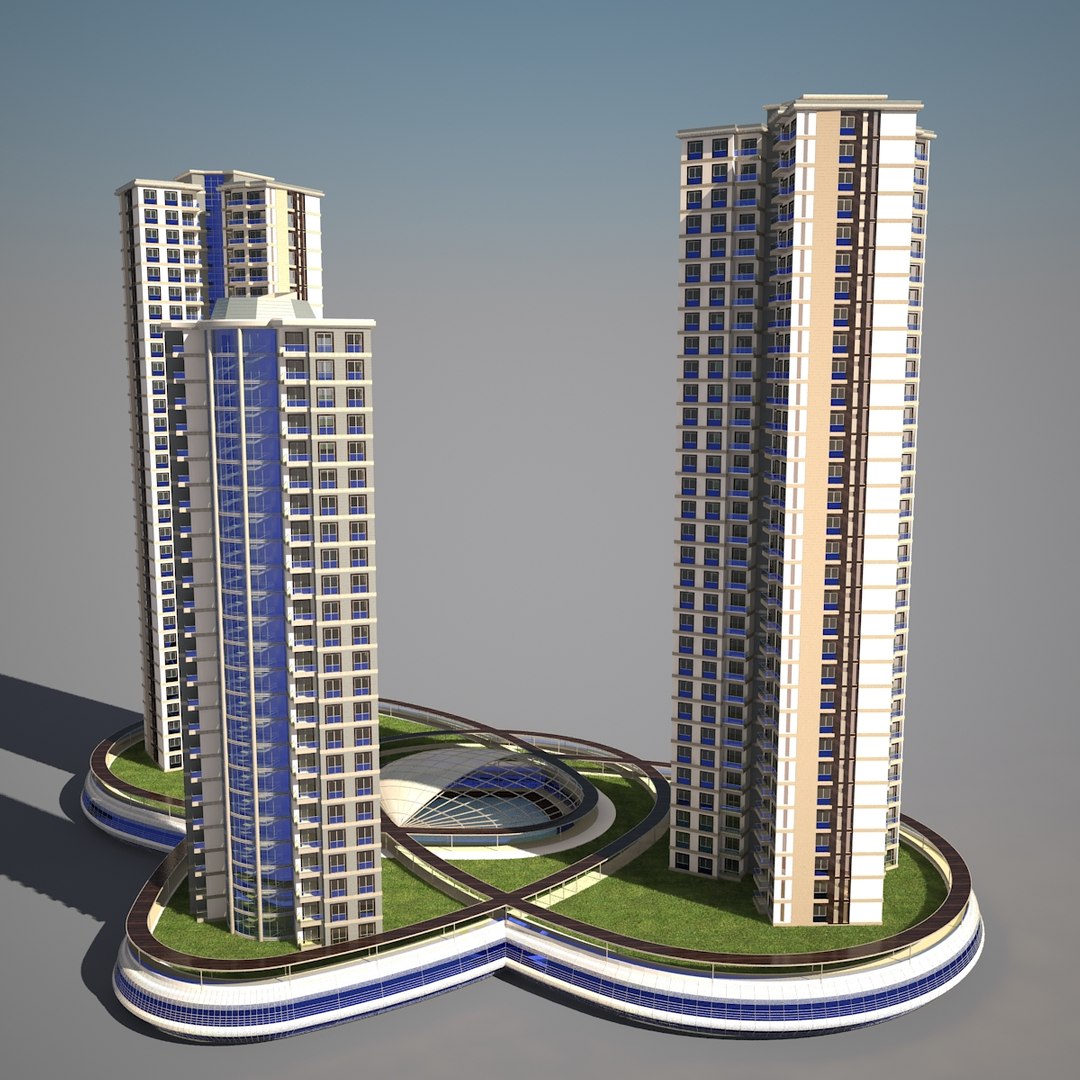 3d Model Of Skyscraper Building Twin Star