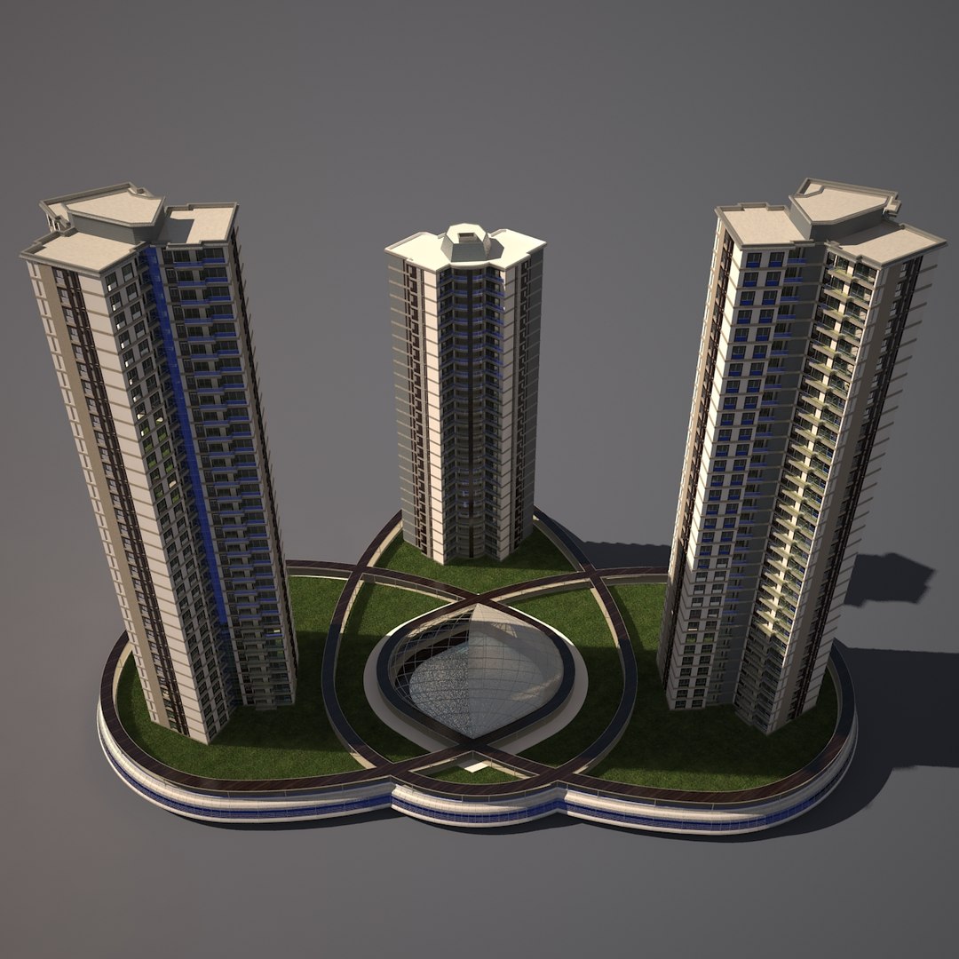 3d Model Of Skyscraper Building Twin Star
