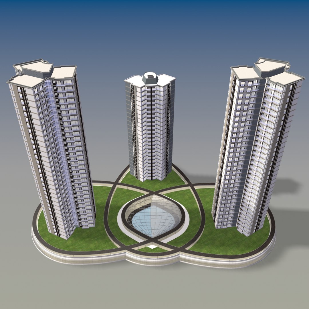 3d Model Of Skyscraper Building Twin Star
