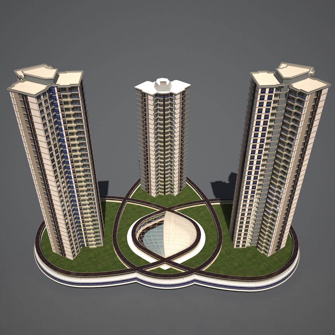 3d Model Of Skyscraper Building Twin Star