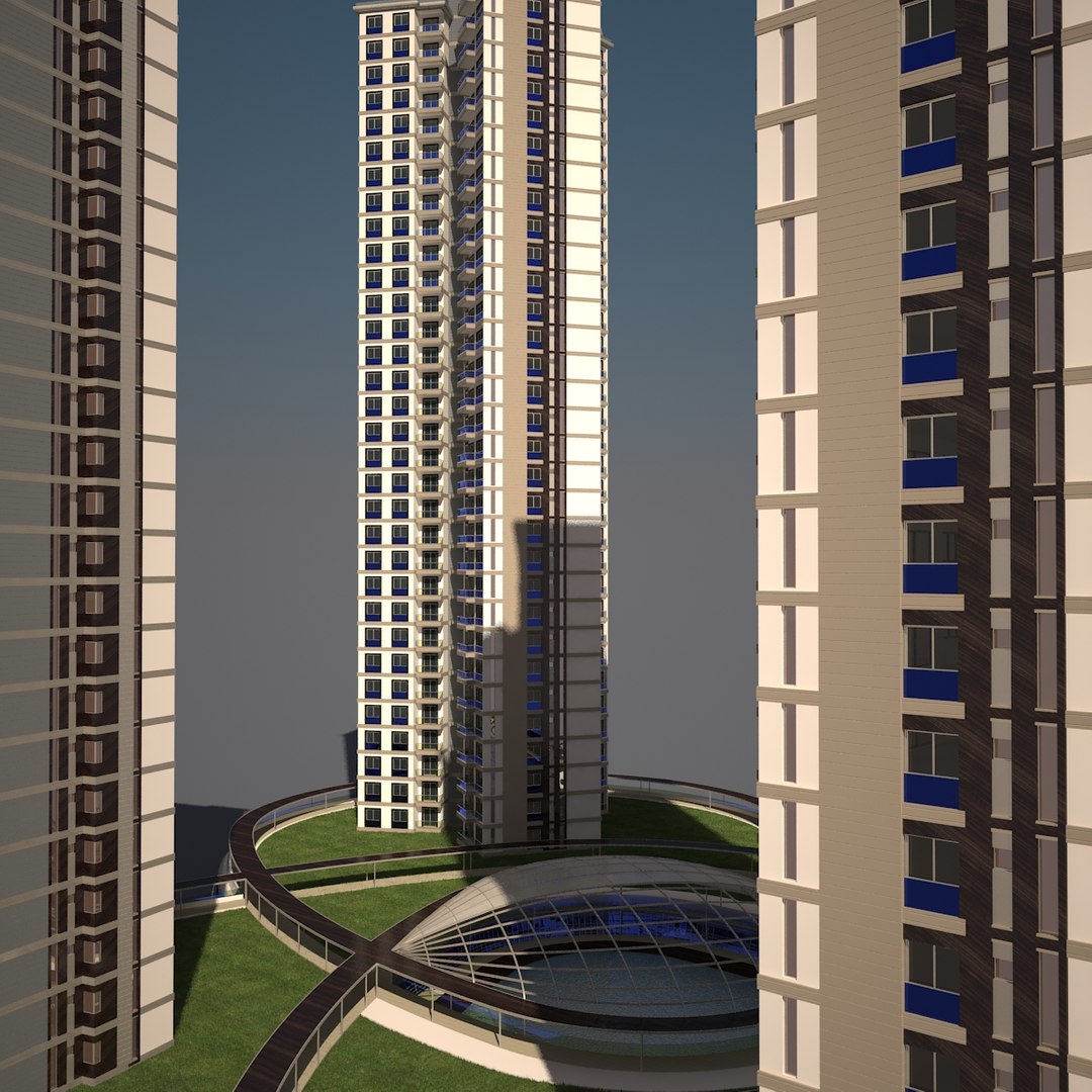 3d Model Of Skyscraper Building Twin Star