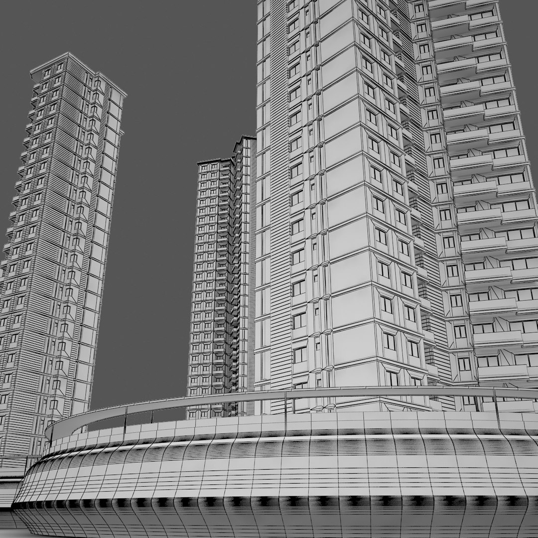 3d Model Of Skyscraper Building Twin Star