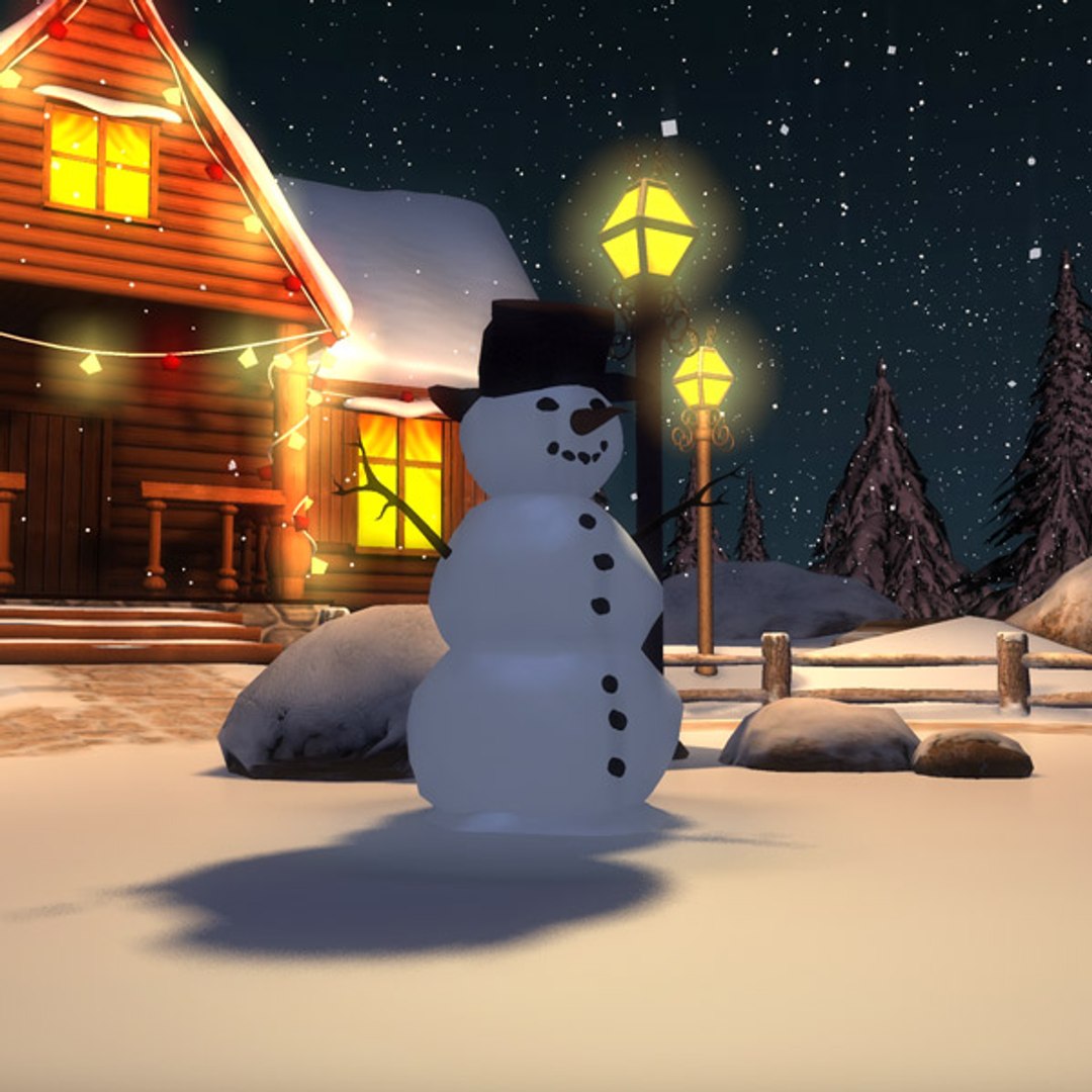 3d Complete Scene Christmas House Model