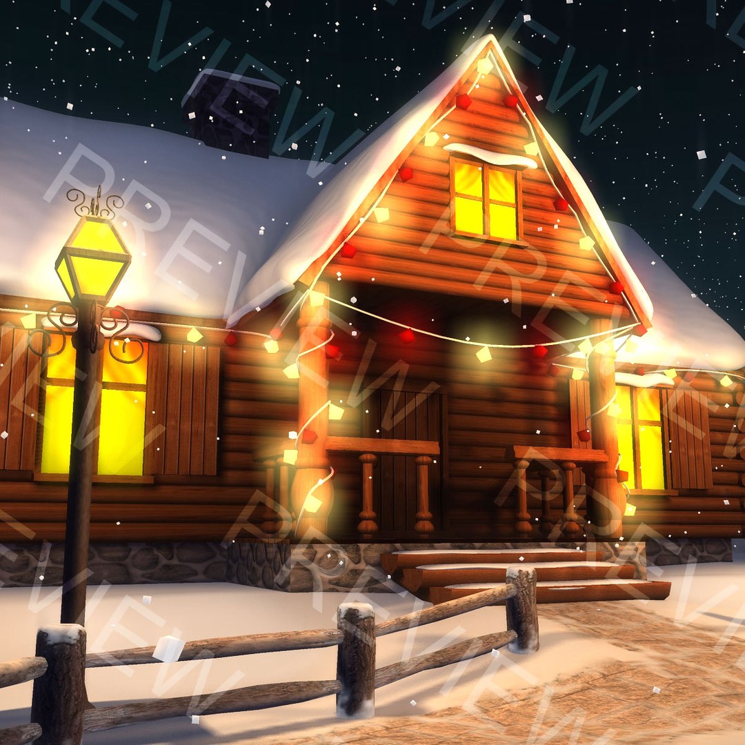 3d Complete Scene Christmas House Model